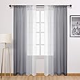 Amazon.com: DWCN Grey Faux Linen Ombre Sheer Curtains - Semi Voile Gradient Rod Pocket Curtains ...