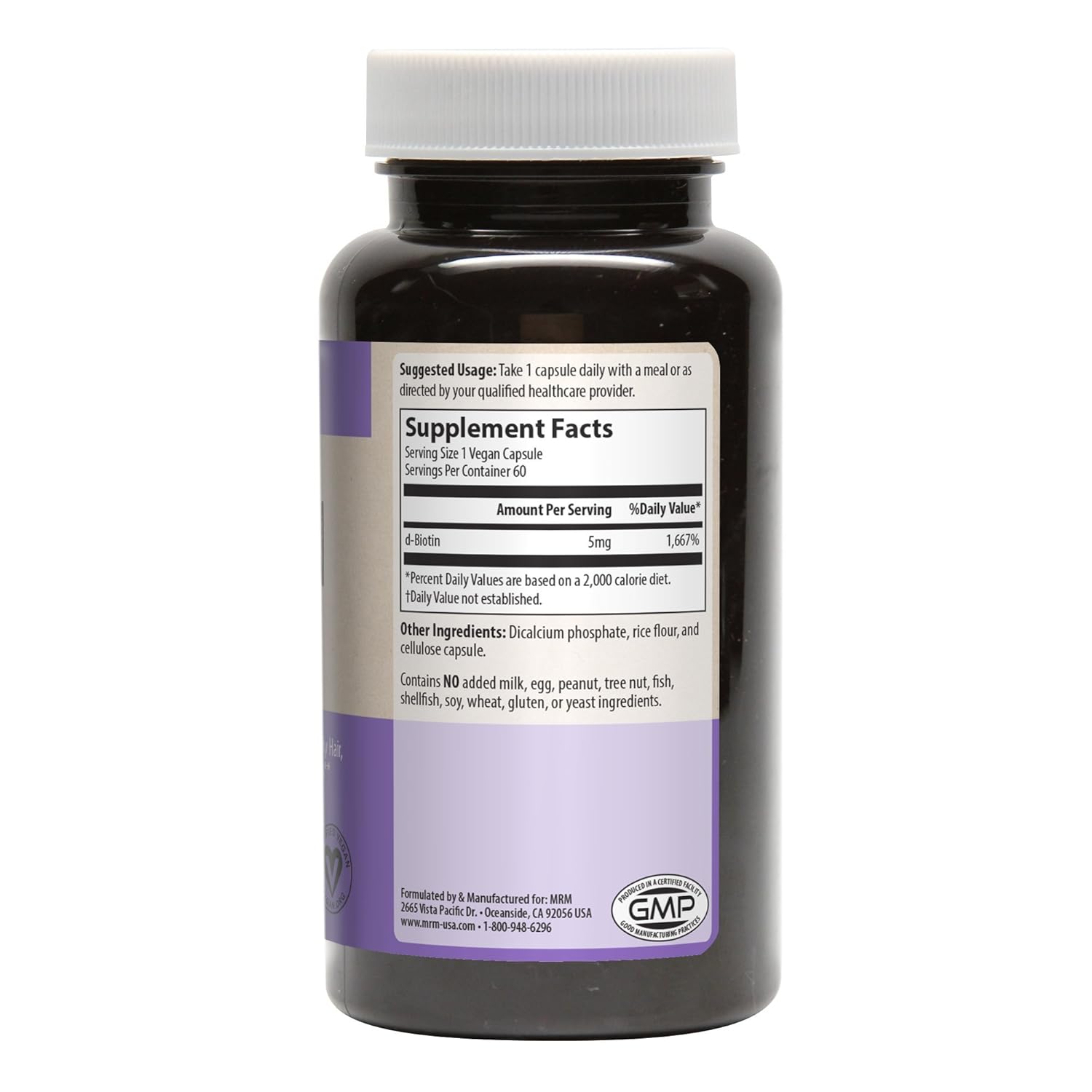 Biotin 5mg High Potency (A Water Soluble B Vitamin) - DailyNutriPlus LLC