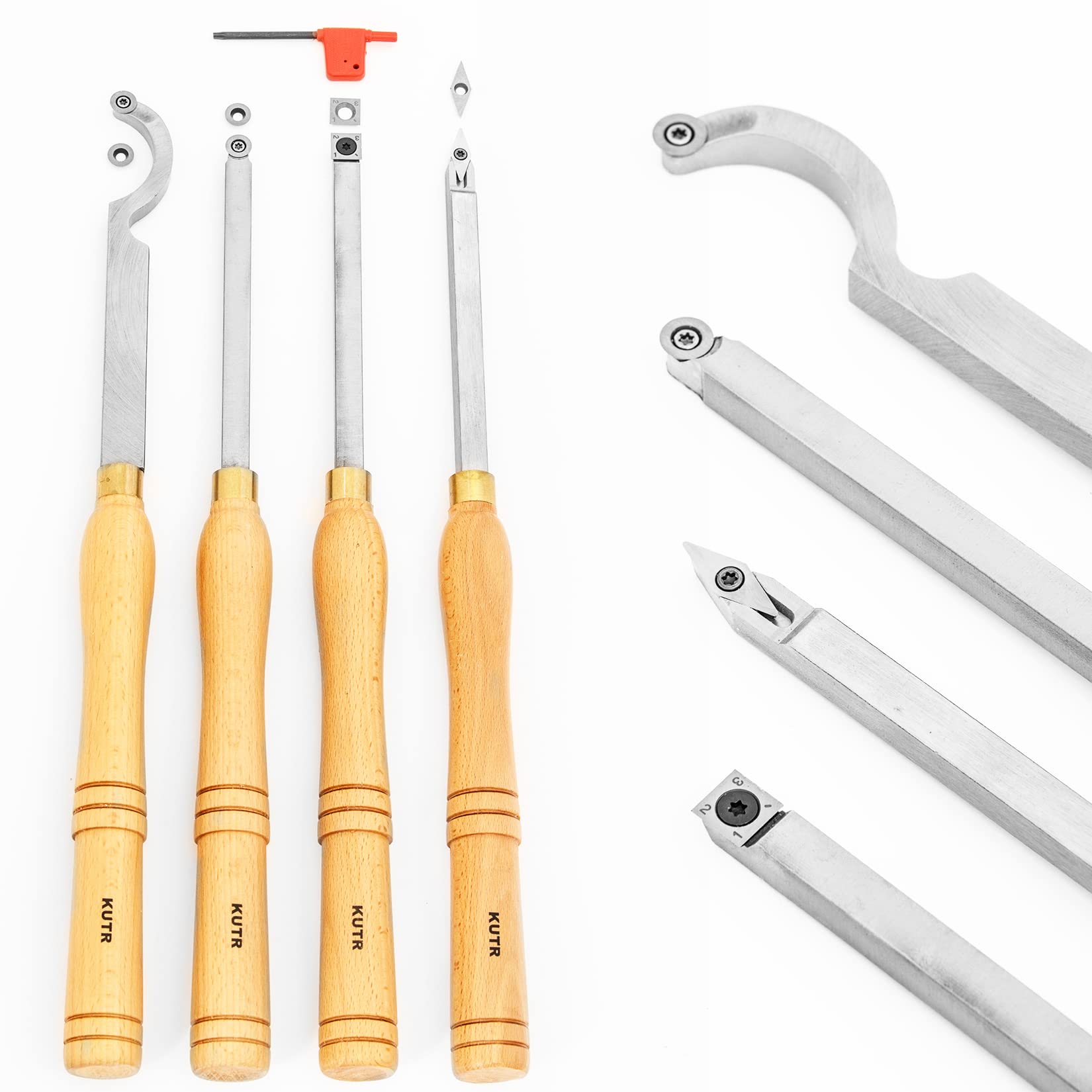 Full Size Professional Carbide Wood Turning Tools for Lathe Woodworking ...