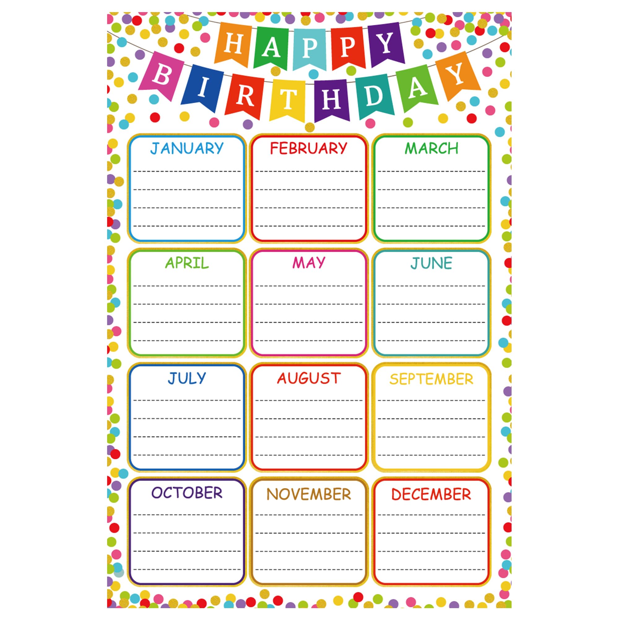 Mua Birthday Chart Poster for Classroom – Reusable Confetti Happy ...