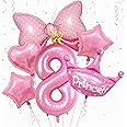 Amazon.com: Pink Princess Balloons with 40 Inch Crown Pink Number 8 ...