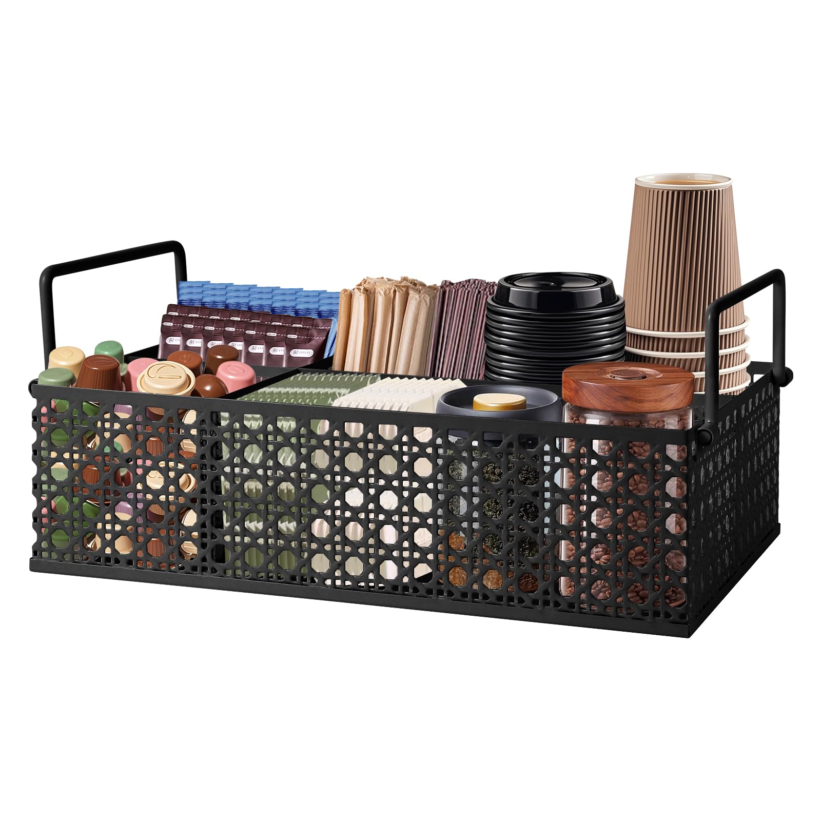 DYGZBLHT Coffee Bar Organizer, Metal Countertop Station With Handles ...