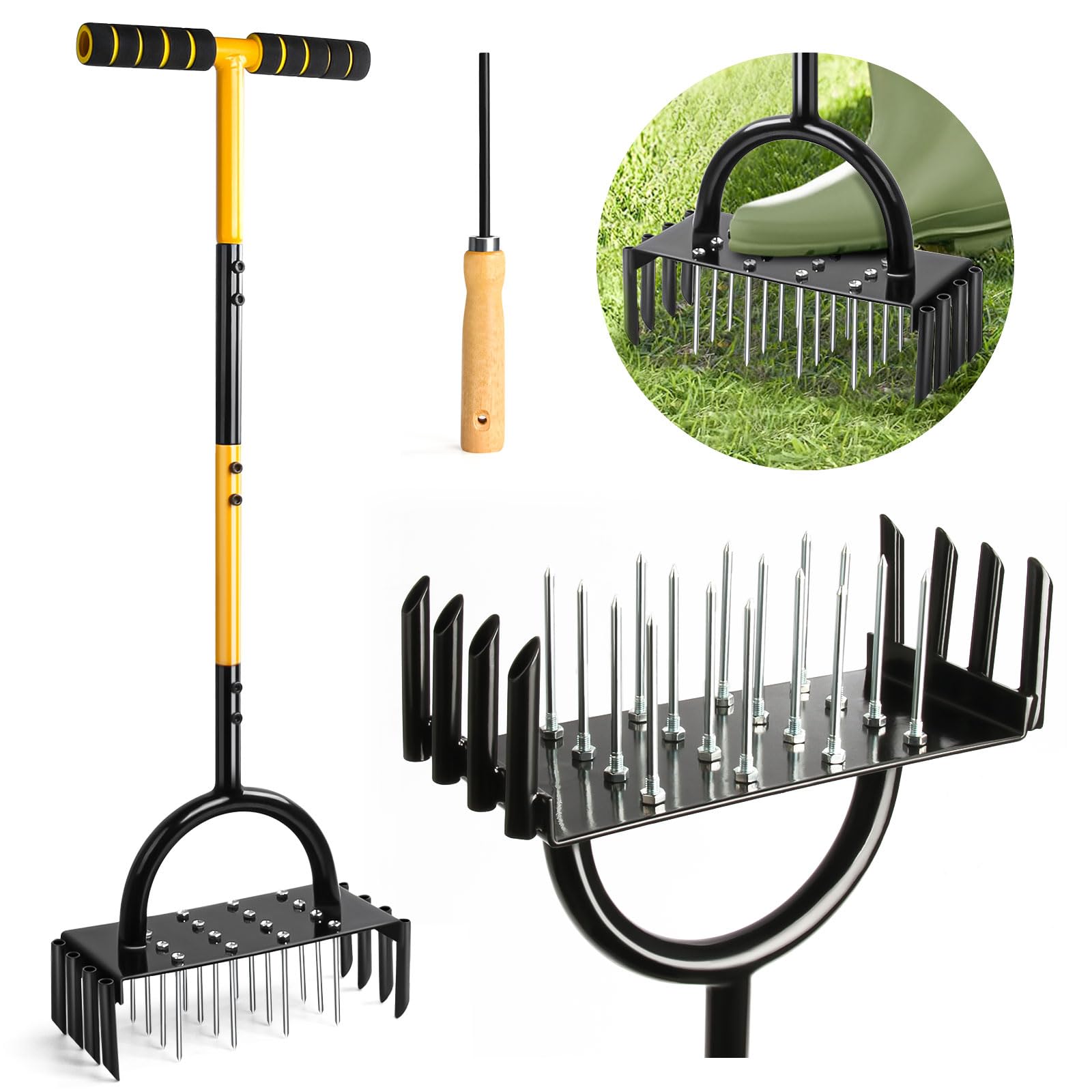 Lawn Aerator 2-in-1 Lawn Aerator Coring Garden Tool, Lawn Aerator Spike ...