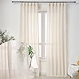 Amazon.com: Ftinala 108 Inch Curtains Faux Linen Curtains Neutral Semi Sheer Curtains Drapes 108 ...