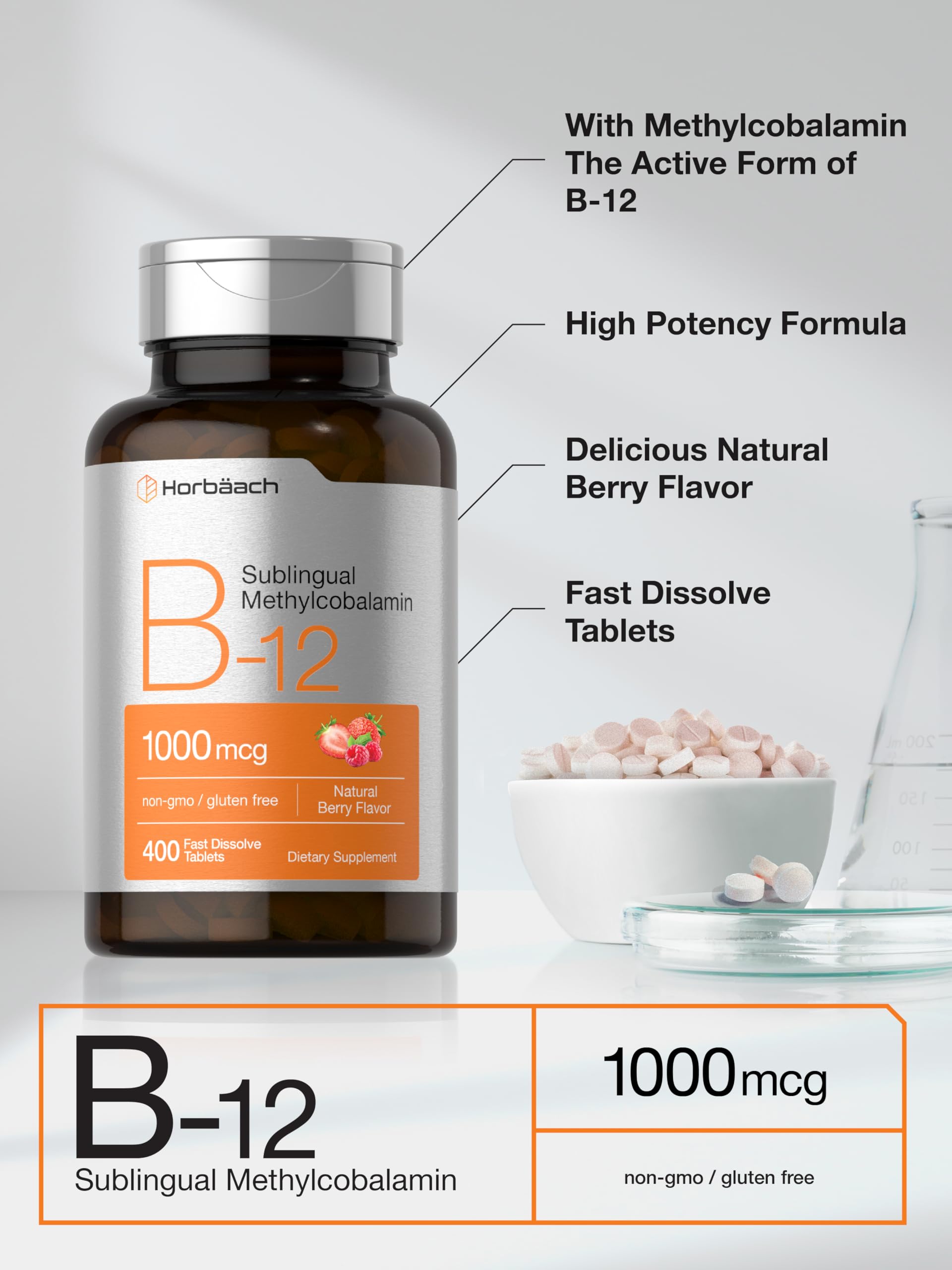 Mua Horbaach Vitamin B12 1000 mcg Sublingual | 400 Fast Dissolve ...
