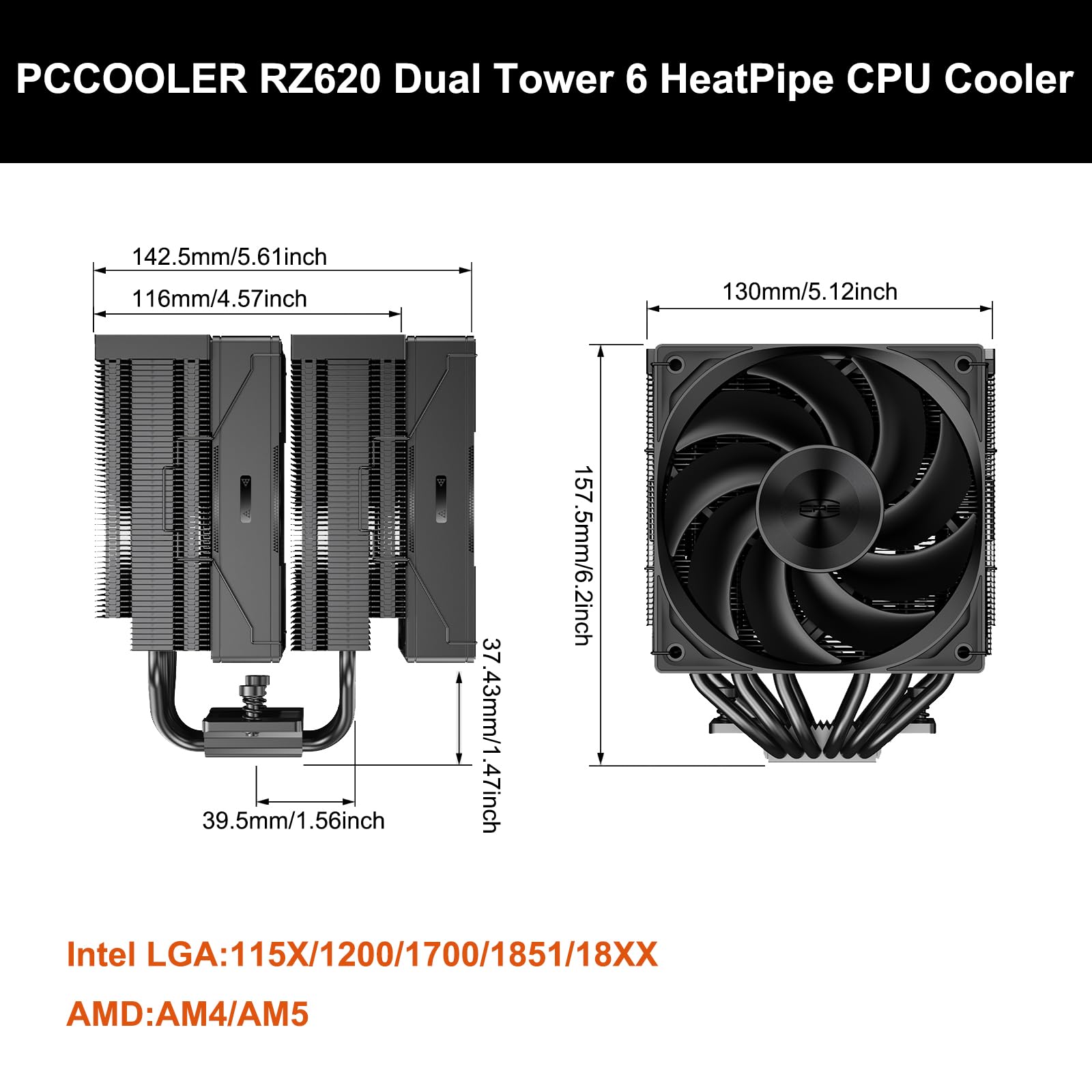 Mua PCCOOLER CPS RZ620 BK CPU Cooler 265W TDP CPU Air Cooler Single ...