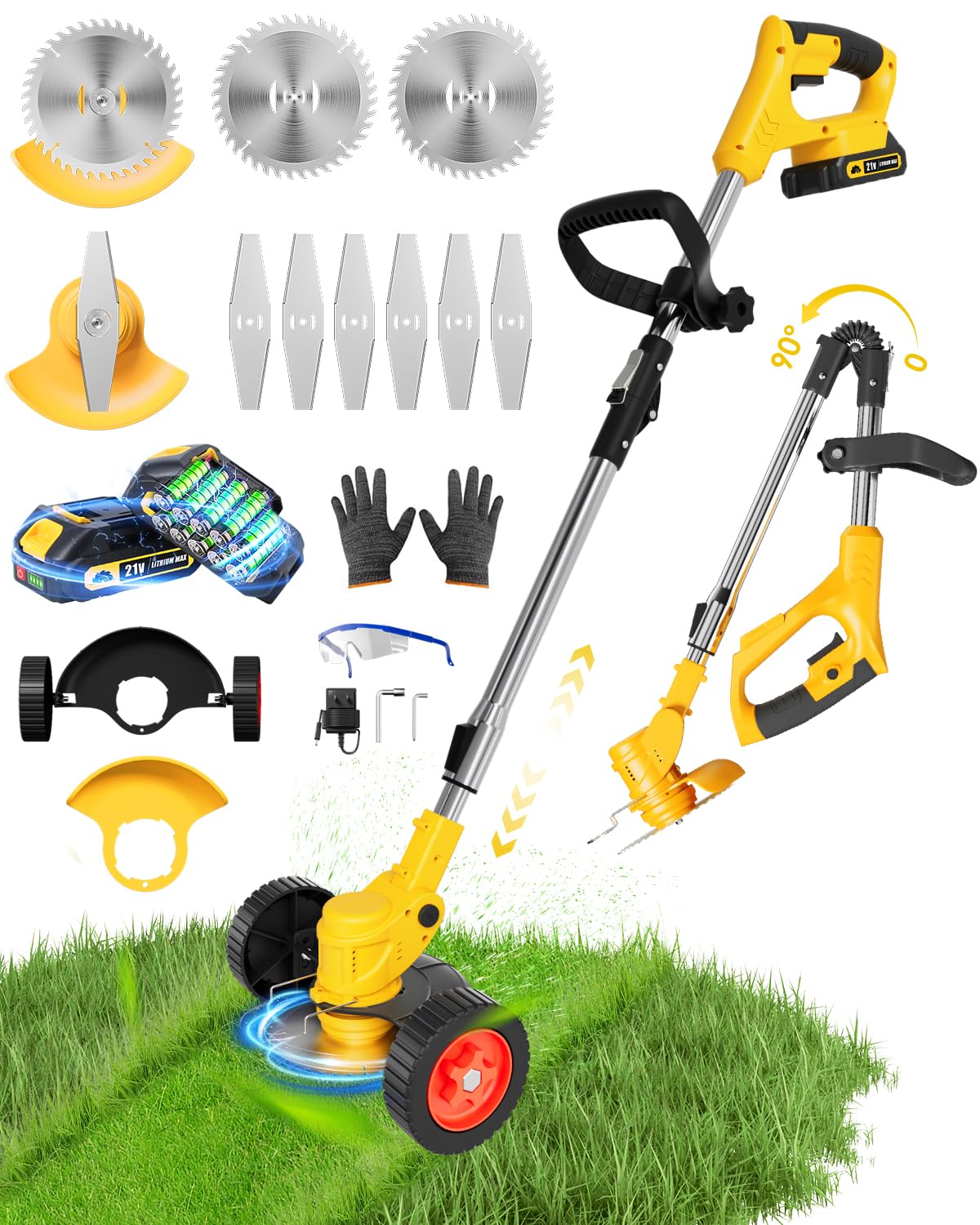 JarryStart Electric Weed Wacker, Foldable Cordless Weed Eater Battery ...