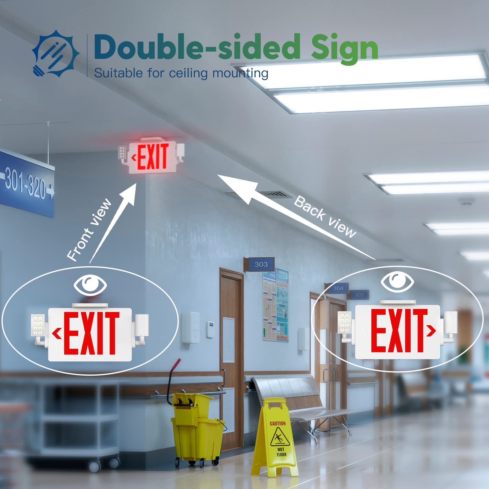 Mua FREELICHT 6 Pack LED Double-Sided Exit Sign with Emergency Lights ...