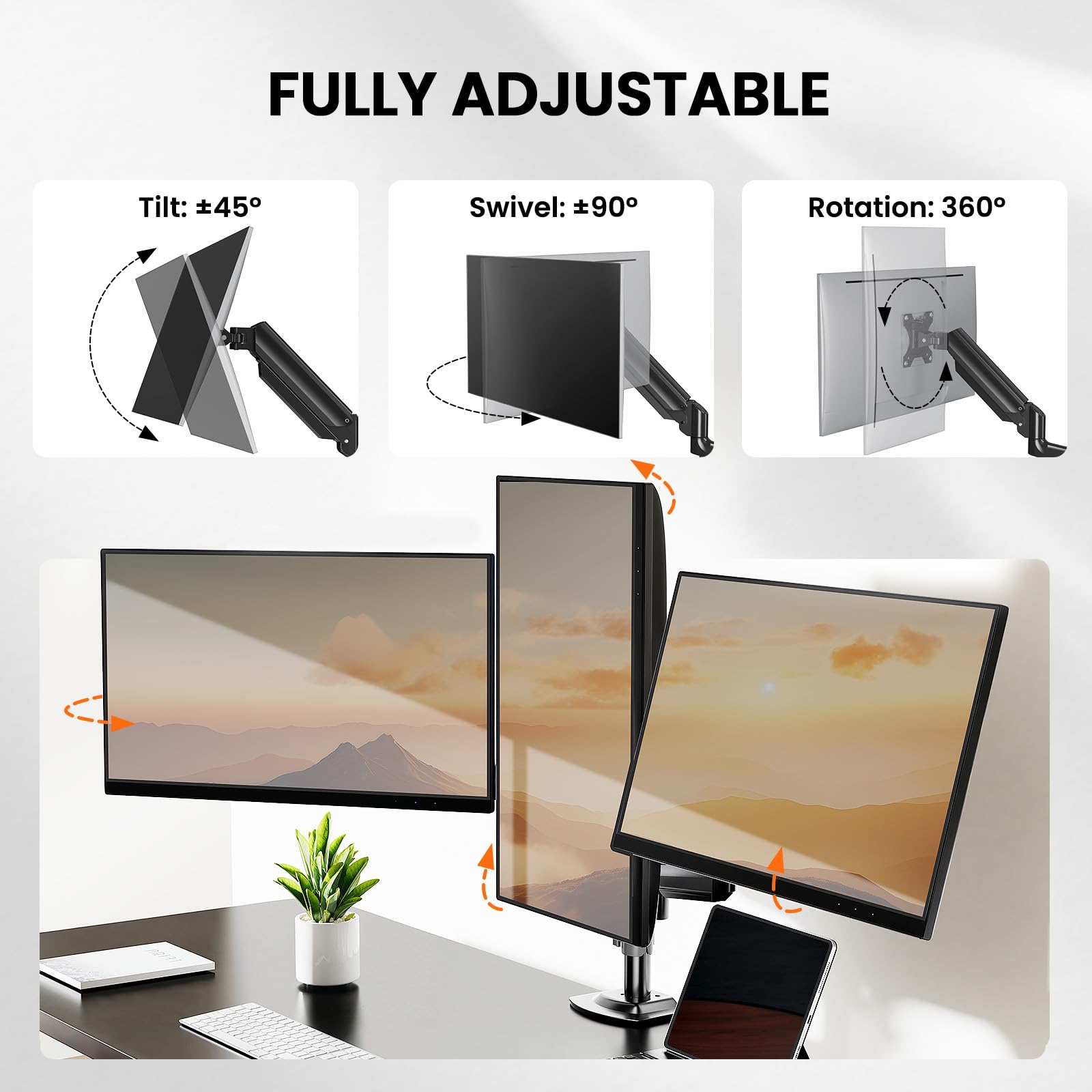 Mua ErGear Triple Monitor Mount for 13-27 inch Screens, Premium ...