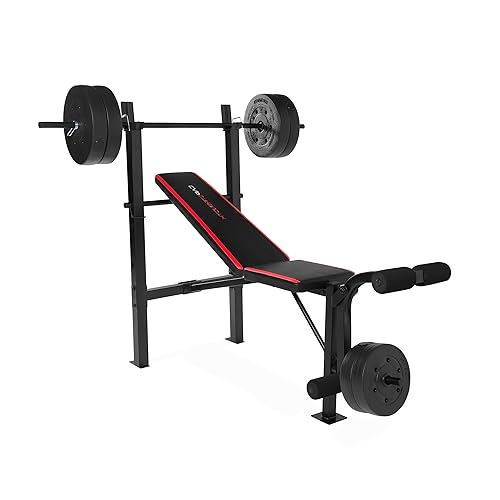 CAP Strength Standard Bench with 100 lb Weight Set, Leg Developer, Flat ...