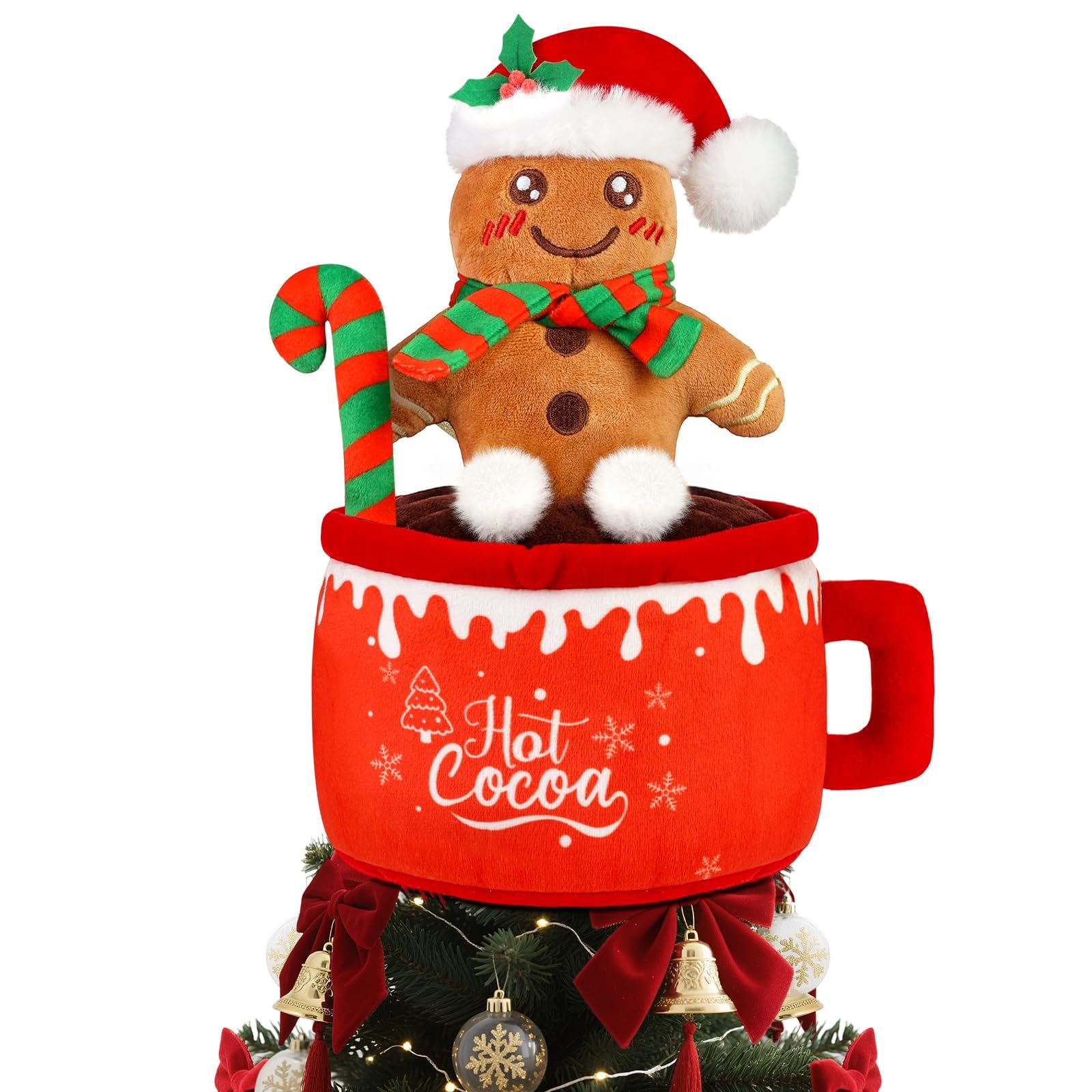 Gingerbread Christmas Tree Topper, 11 Inch Plush Stuffed Hot Cocoa ...