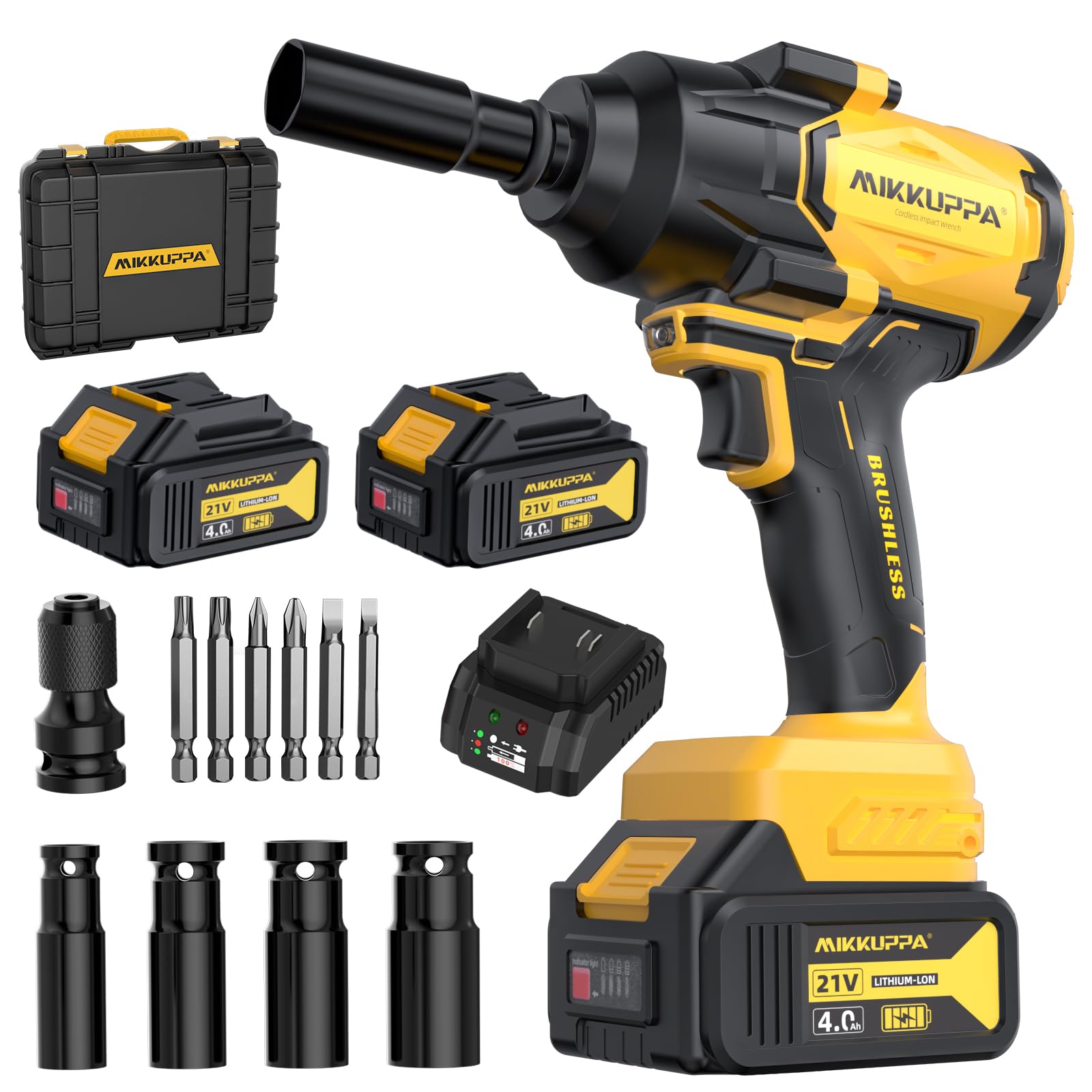 MIKKUPPA 800N.m (600Ft-lbs) Cordless Impact Wrench - 1/2 Power High ...