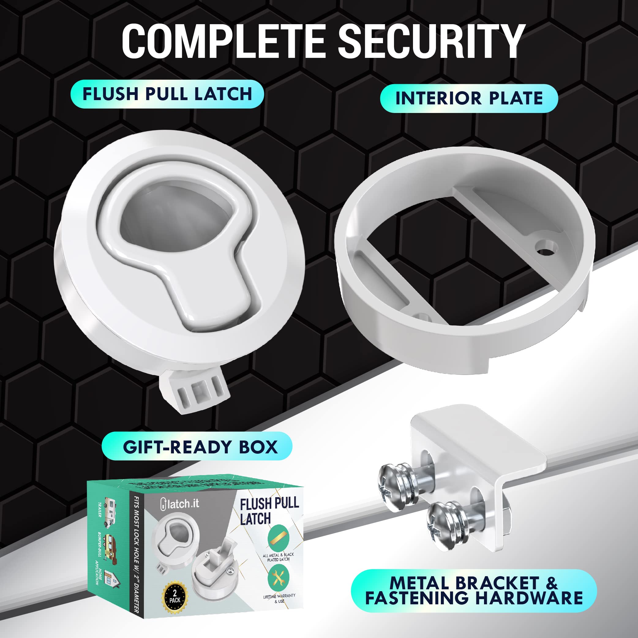 LATCH.IT RV Flush Latch Lock | 2 Pack White Flush Slam Latch | Flush ...