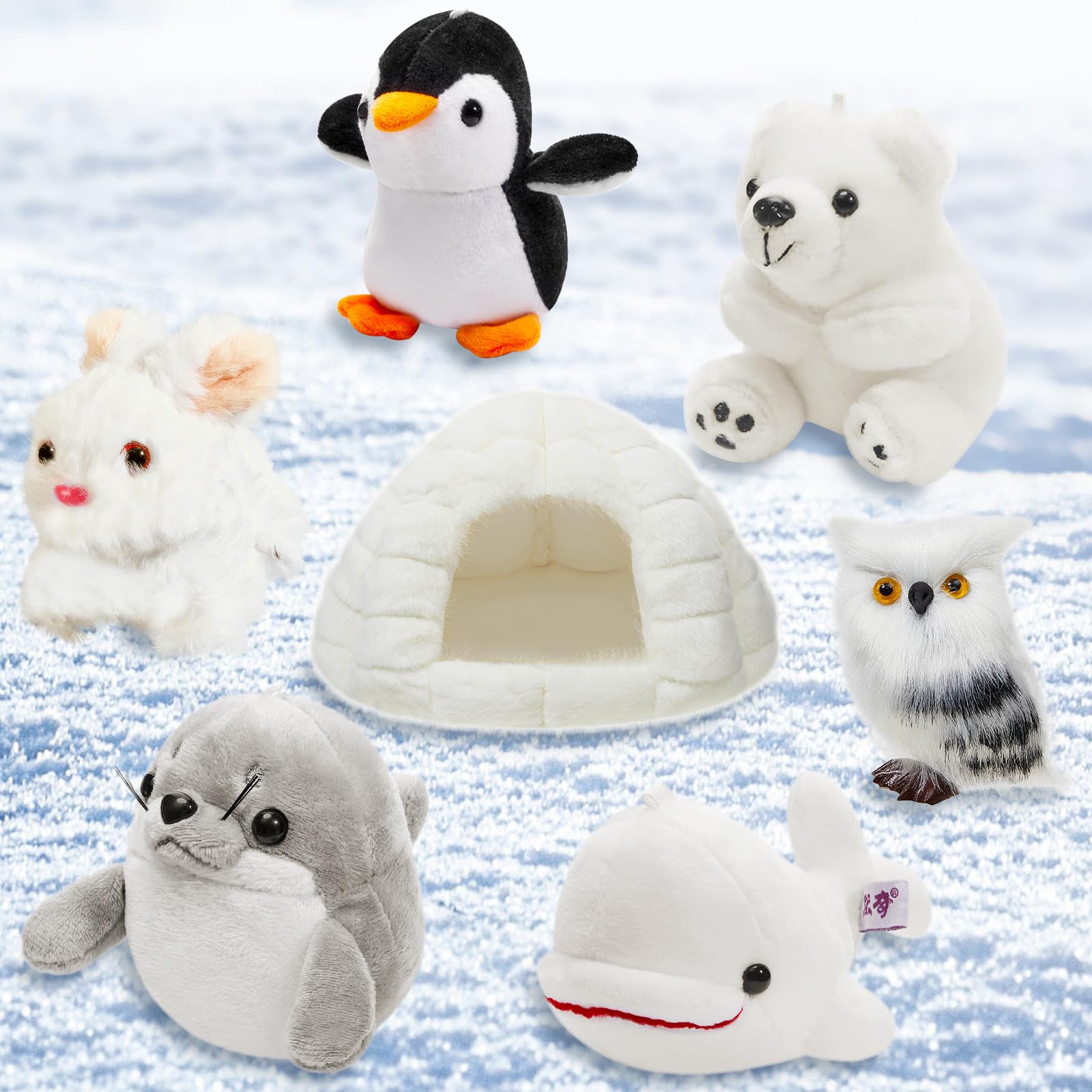 7 Pieces Polar Stuffed Animals Set Arctic Stuffed Animal Polar Bear ...