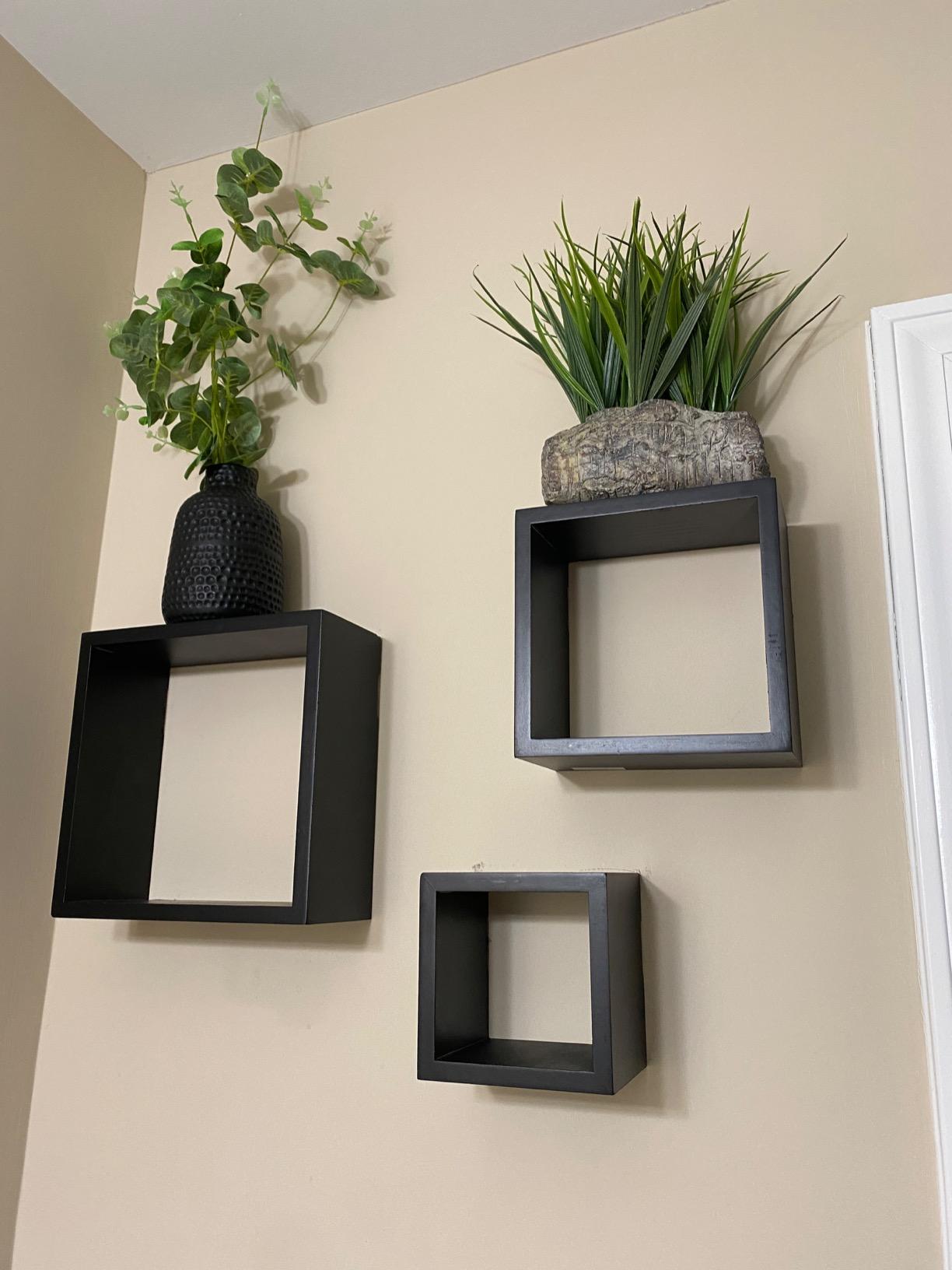$7/mo - Finance MELANNCO Floating Wall Square Cube Shelves - Wood, Set ...