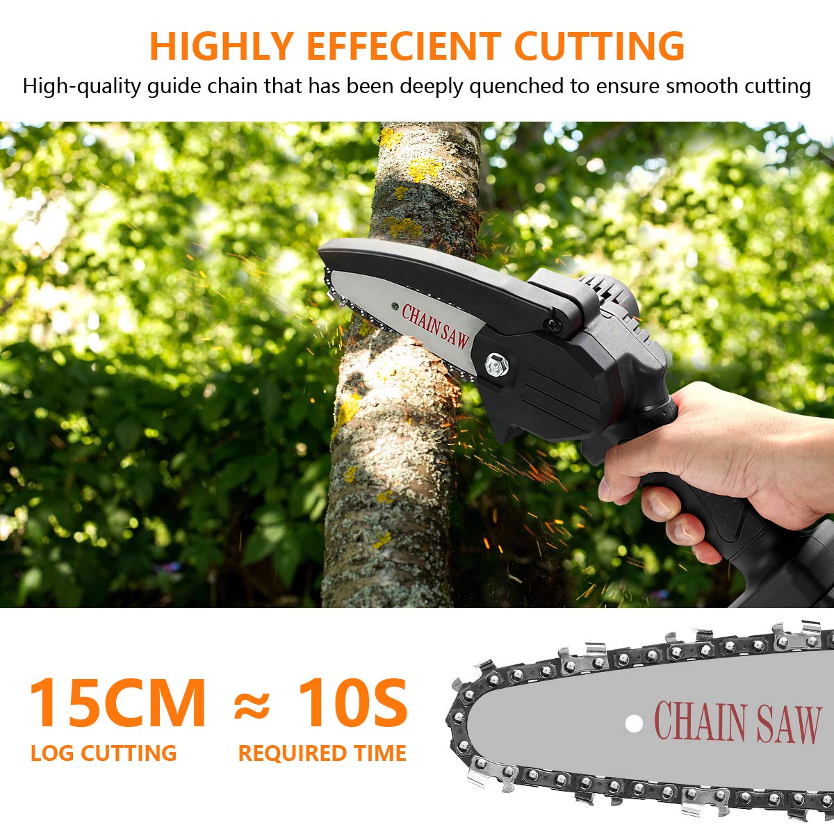 APROTII Mini Chainsaw, 4-Inch 24V Cordless Electric Portable Chain Saw ...