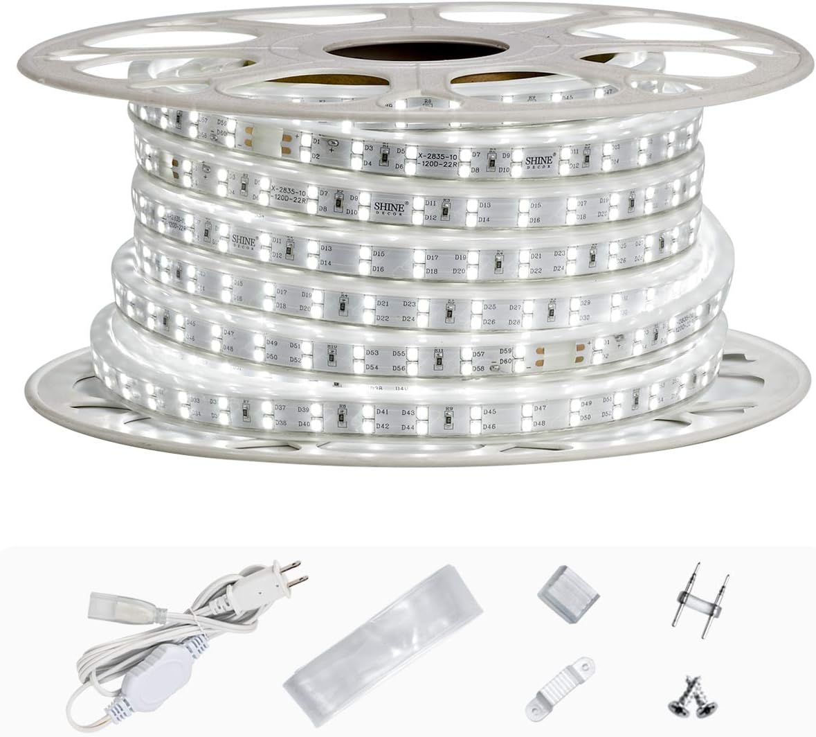 Shine Decor AC110V-120V LED Strip Lights 15M/50FT, Bright Dimmable ...
