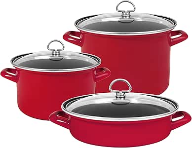 Amazon.com: Chantal 6-Piece Enamel-on Steel Cookware Set-Chili Red ...
