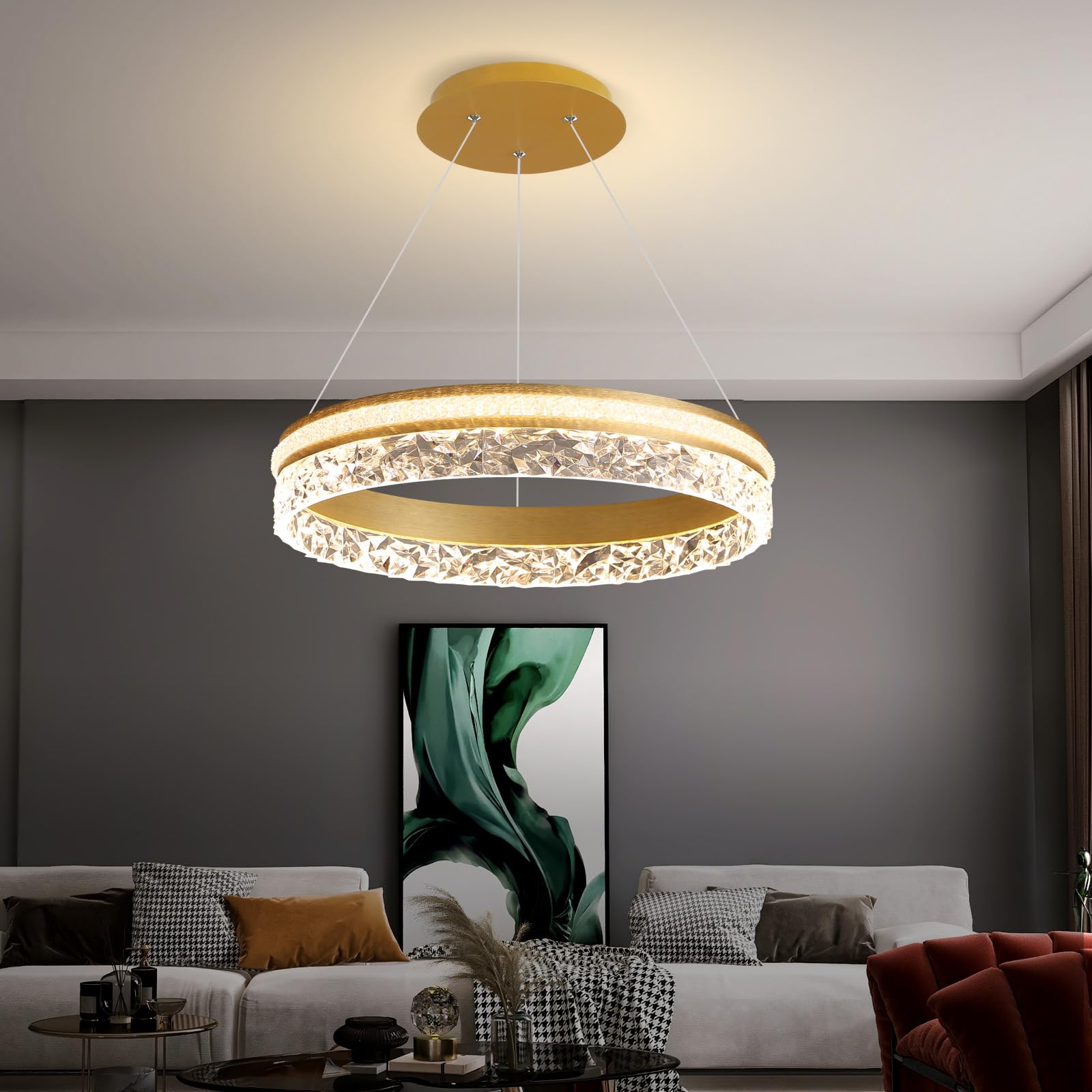 RUIBOOXIN Modern LED Chandelier 1 Ring 19.7in Pendant Lighting for ...