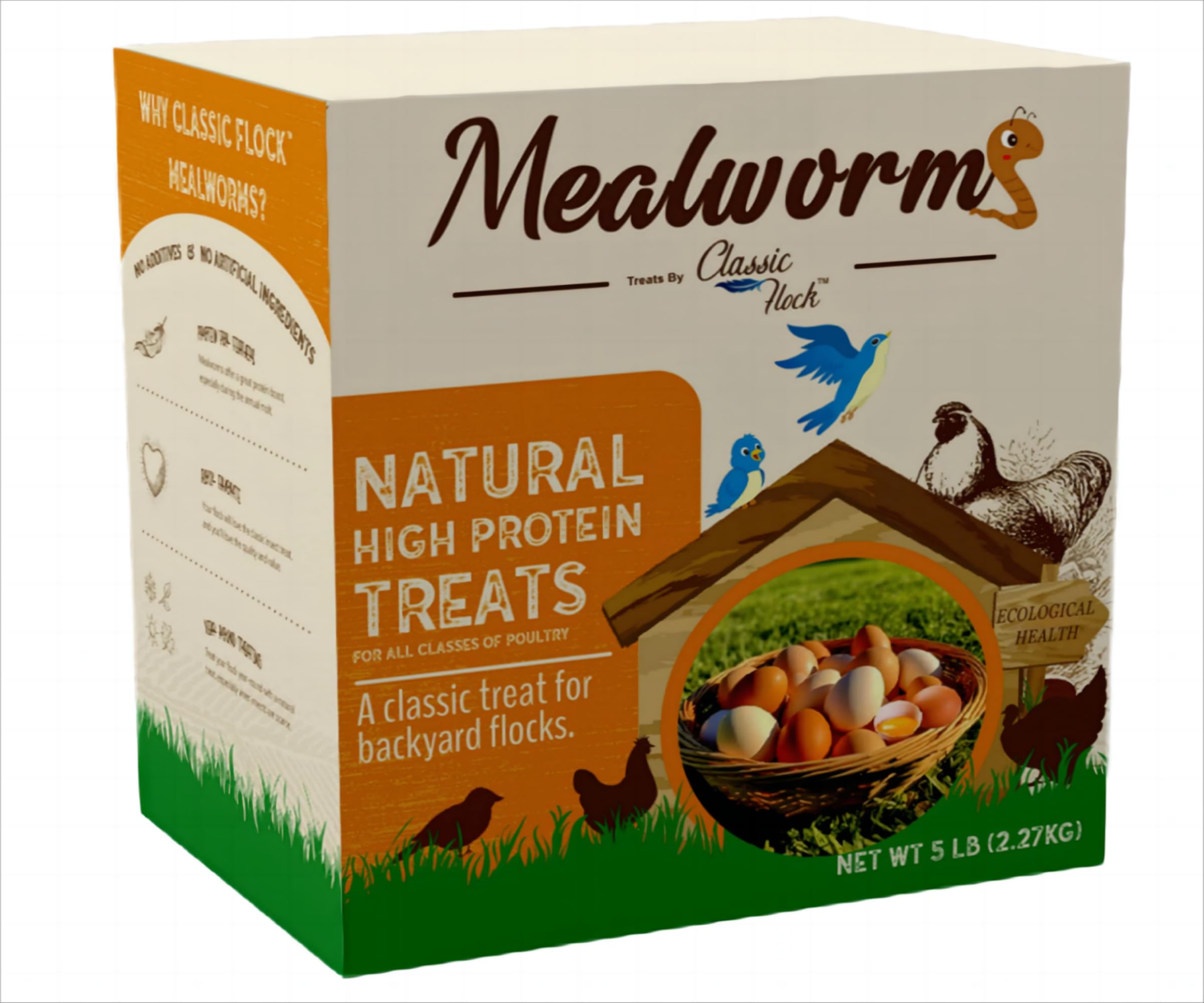Classic Flock 5lb Dried mealworms - High Protein, Pure Natural ...