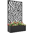 Outsunny Raised Garden Bed with Trellis Outdoor Privacy Screen with Elevated Planter Box, Metal ...