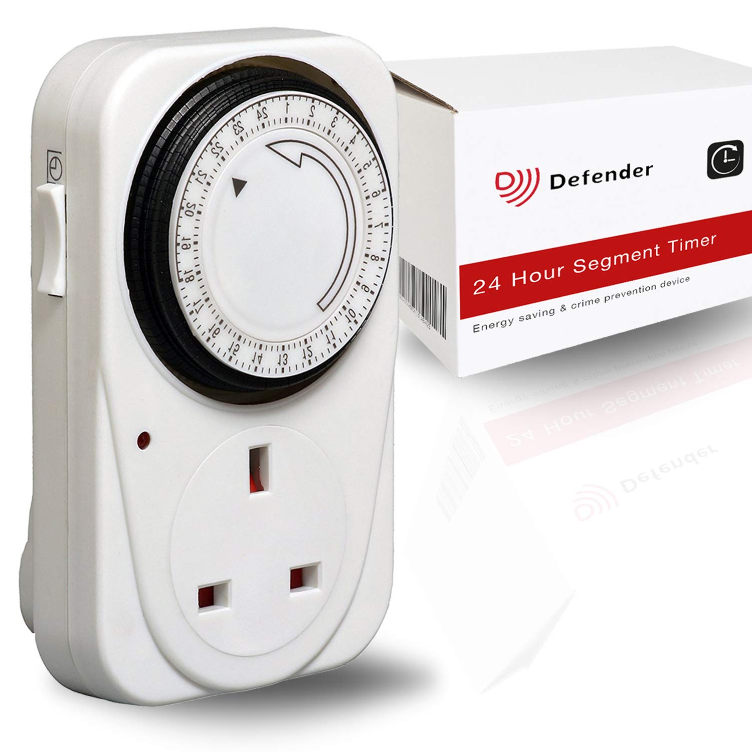 Defender 24 Hour Segment Timer Switch Energy Saver Plug Standard Size 
