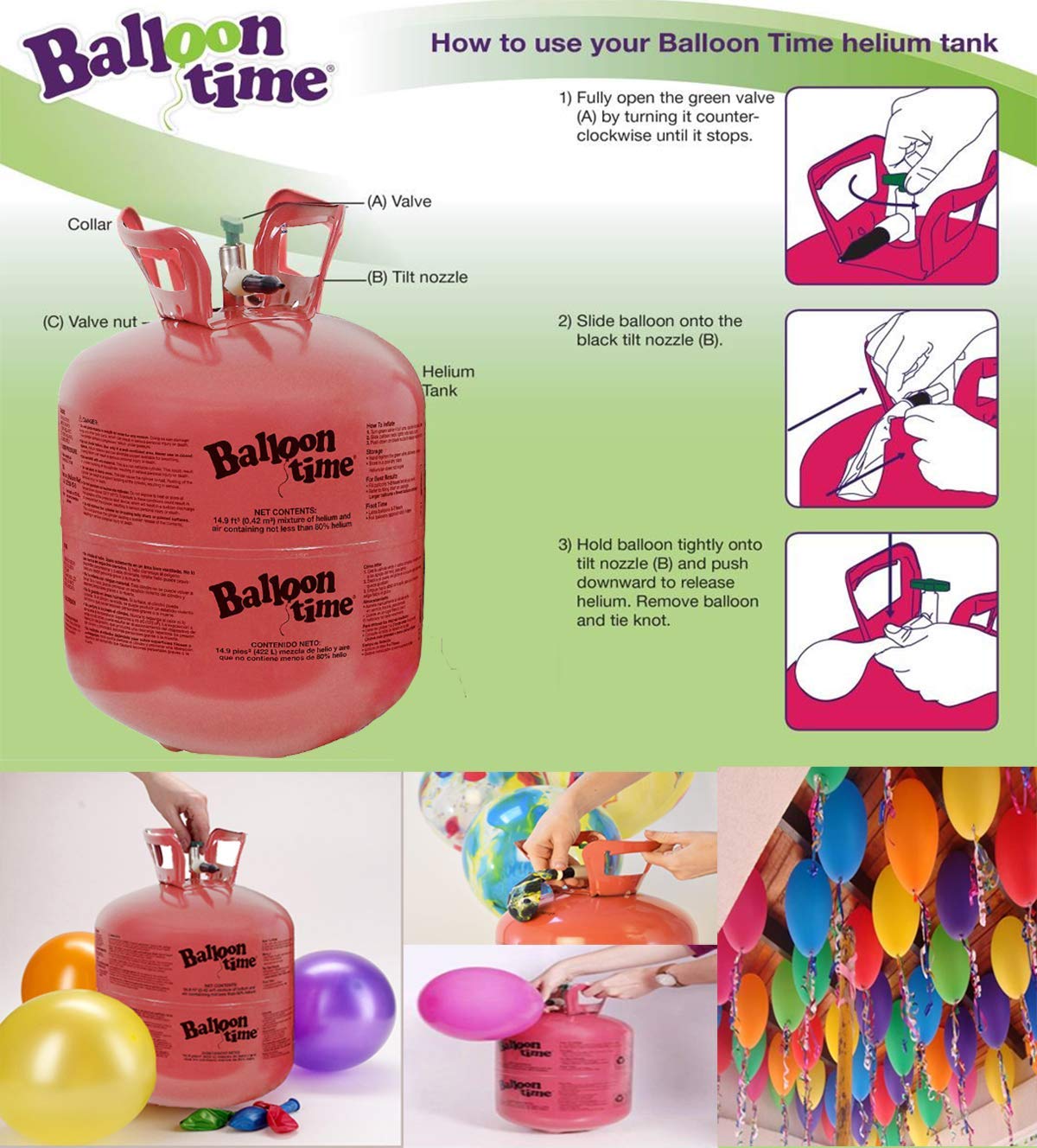 Mua Blue Ribbon Balloon Time Disposable Helium Tank 14.9 cu.ft - 50 Balloons and Ribbon Included ...