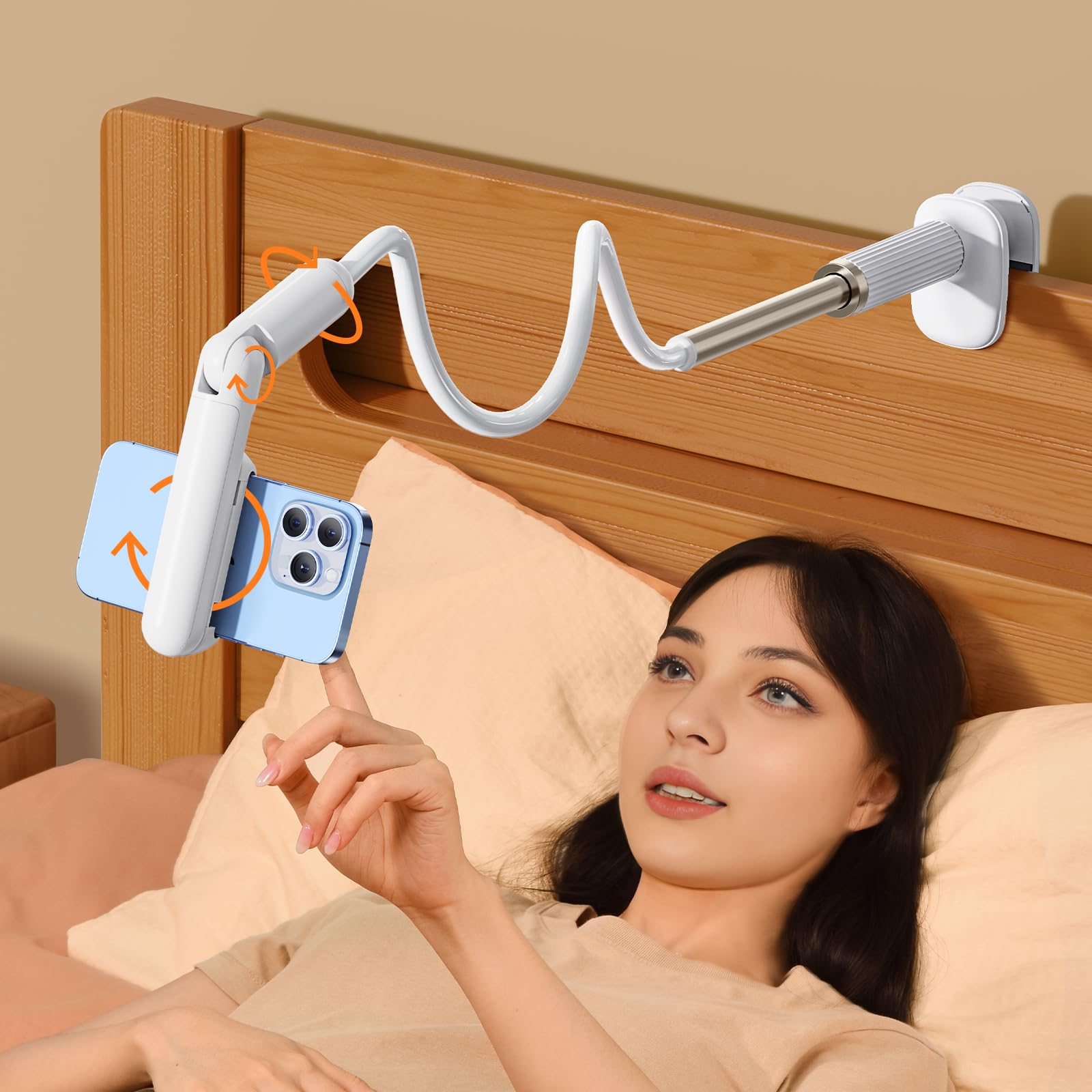 HIYJEN Gooseneck Phone Holder for Bed Laying Down with Clamp, Flexible ...