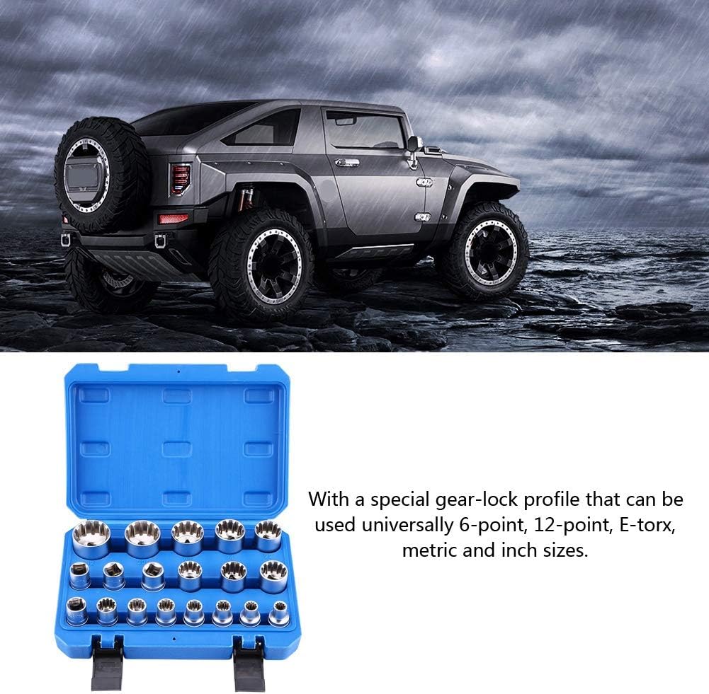 Gear Socket Set, 19Pcs Universal Multi-Tooth Gear Lock Socket Sockets ...