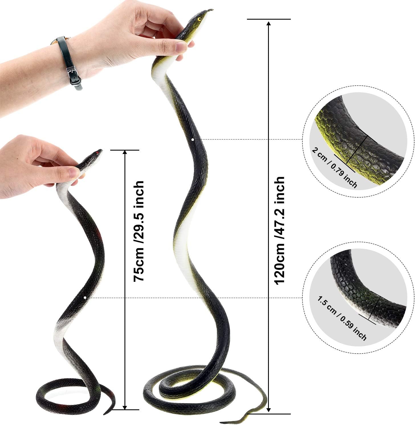 6 Pieces Large Rubber Snakes 47 Inches and 29 Inches Realistic Fake ...