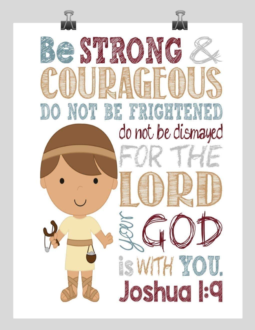 Amazon.com: Biblical Superhero - Christian Wall Art Print David and Goliath Nursery Decor - Be ...