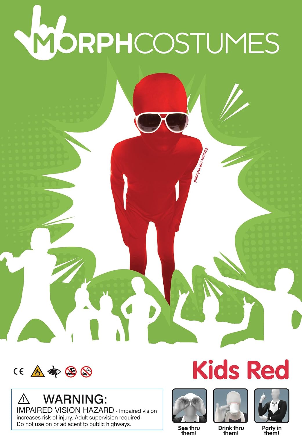 Morphsuits Original Red Kids Fancy Dress Costume – Large (Age 10-12 ...