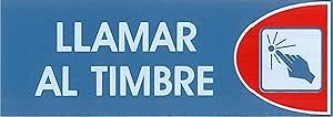 LLAMAR AL TIMBRE. CARTEL LETRERO ADHESIVO 18 X 6 CMS. PLACA ADHESIVA ...