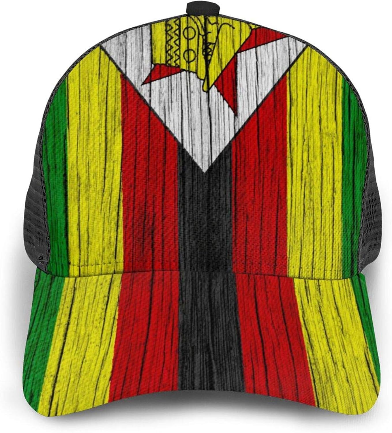 Zimbabwe Wooden Texture Zimbabwean Flag Women Girls Adult Trucker Mesh ...
