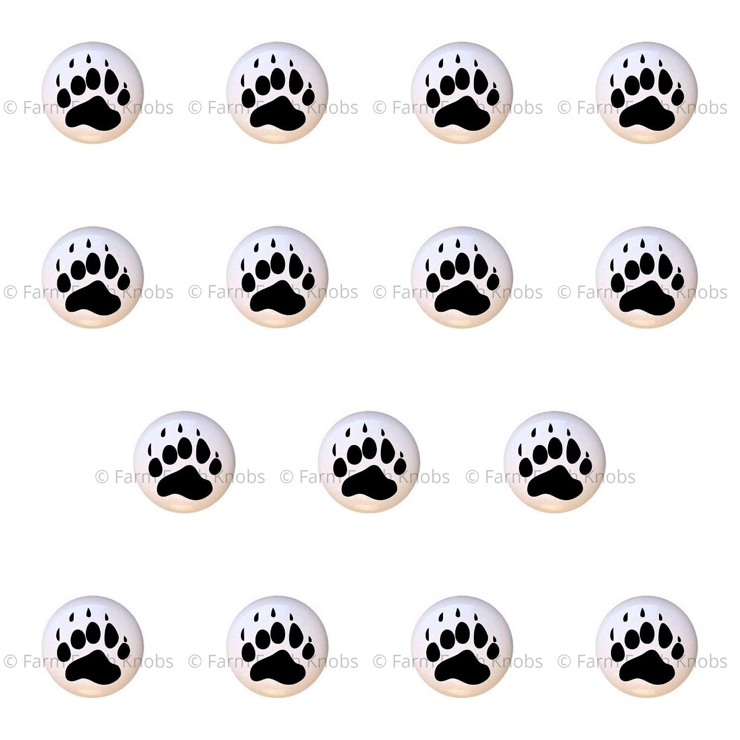 Amazon.com: SET OF 15 KNOBS - Bear Paw Print Prints - Bears ...