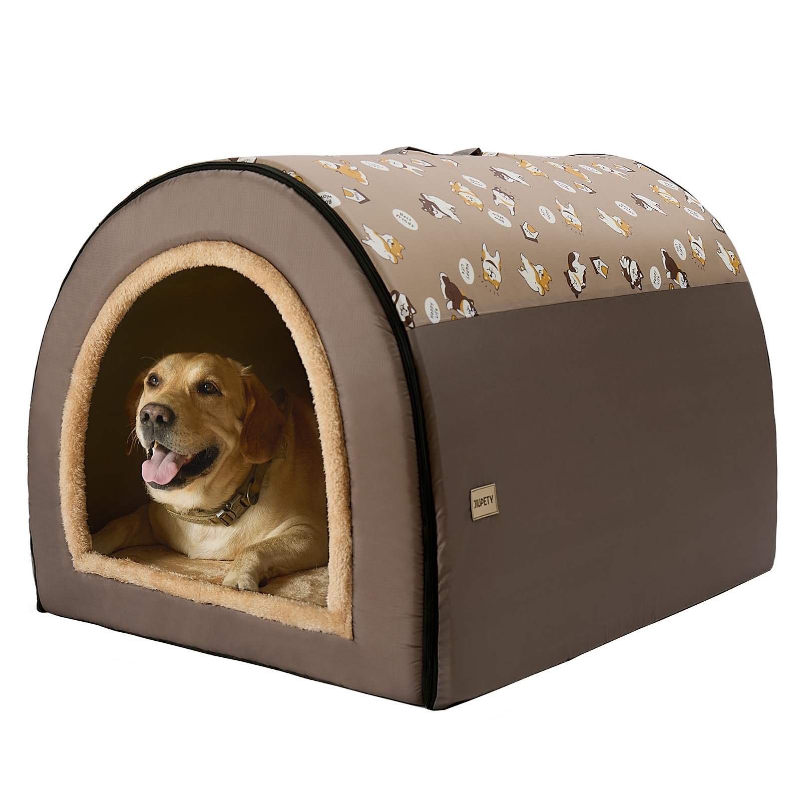Jiupety Large Dog House Indoor, 2 in 1 Dog House, Dog Cave Bed Covered ...
