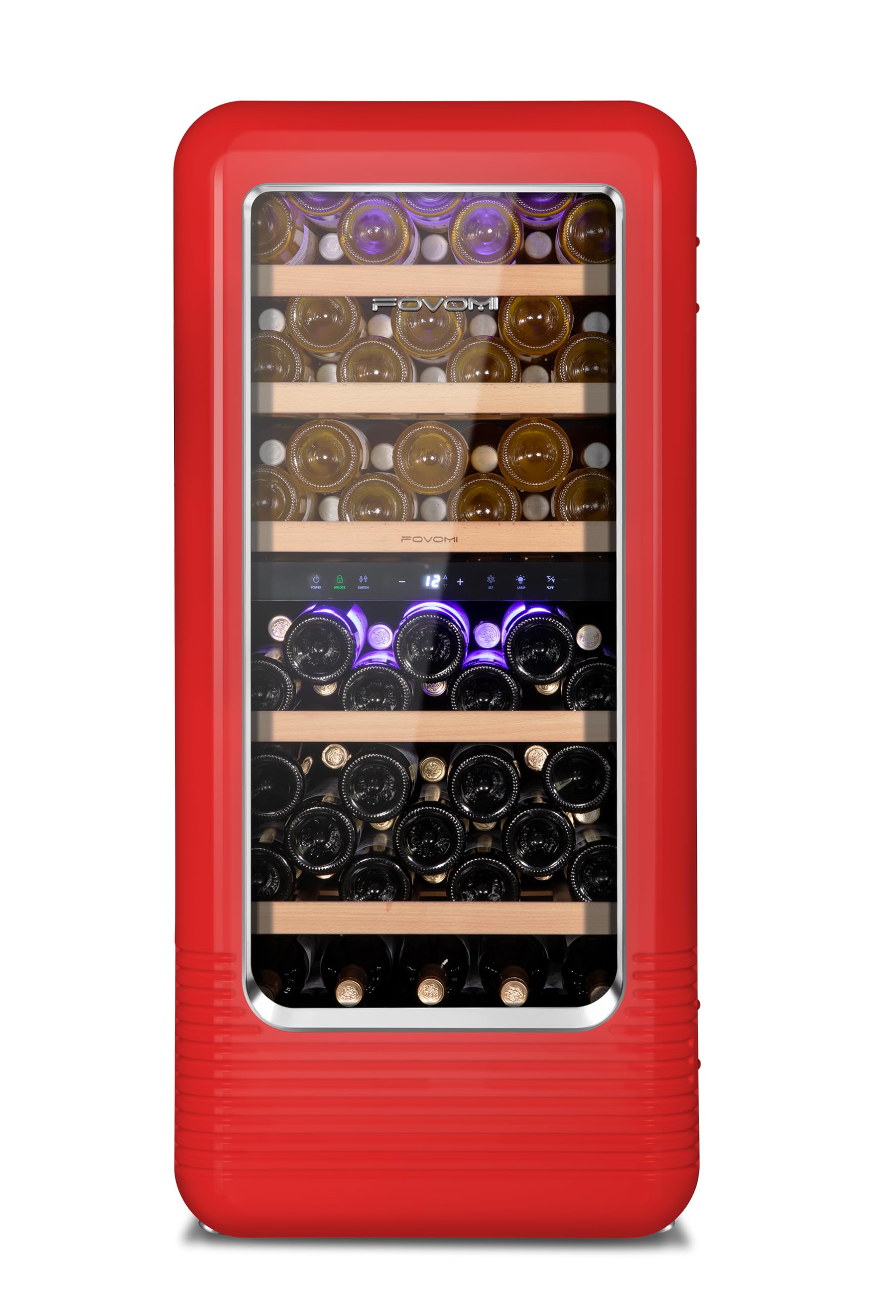 FOVOMI Wine Fridge,91-bottle Wine Cooler Dual Zone Large Wine Beverage ...