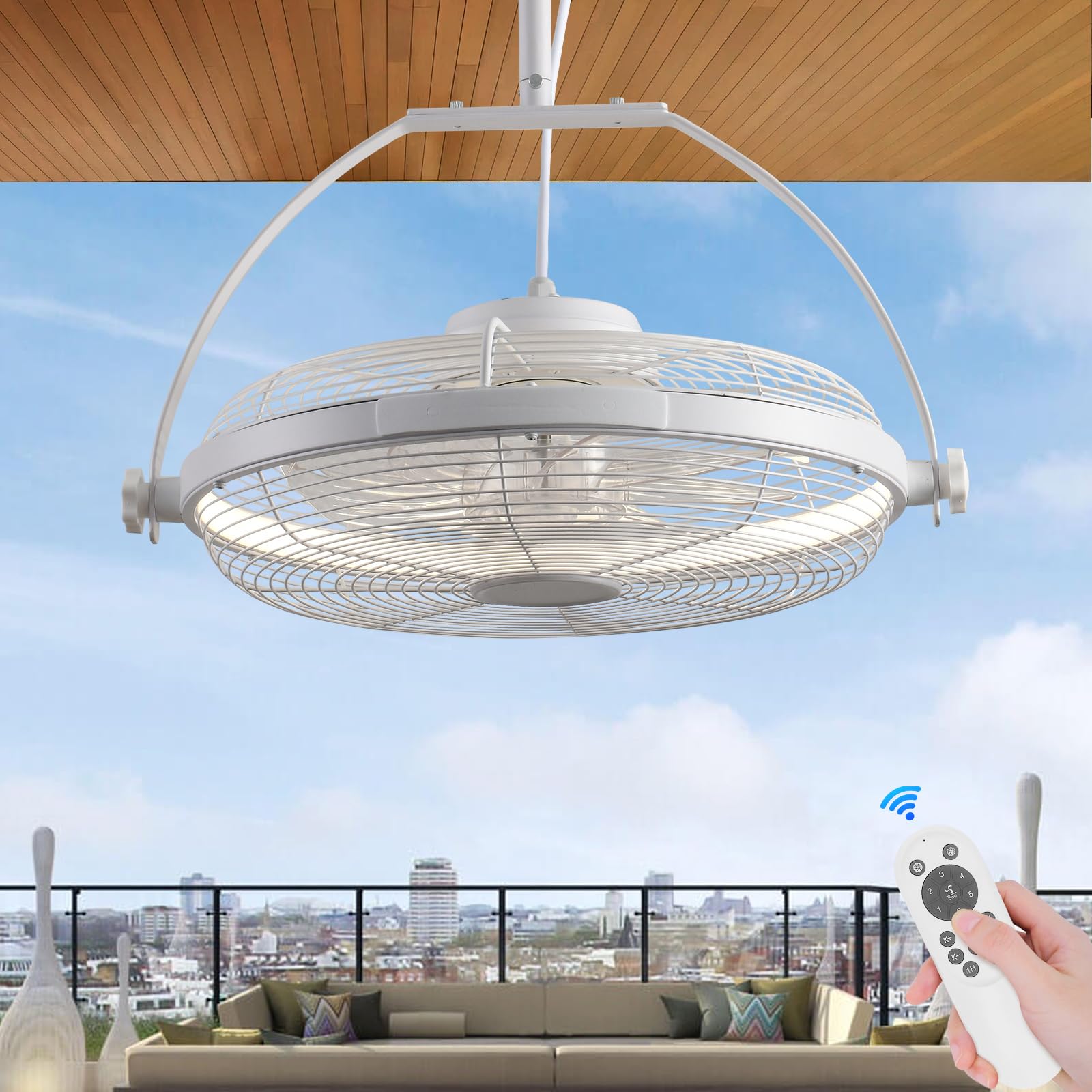 AHAWILL Gazebo Fans Outdoor Hanging Ceiling Fans with Lights,16 ...