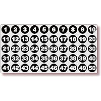 iSYFIX Black Consecutive Number Stickers – 1 to 50, 1-inch, 1 Set – Vinyl Self Adhesive Premium ...