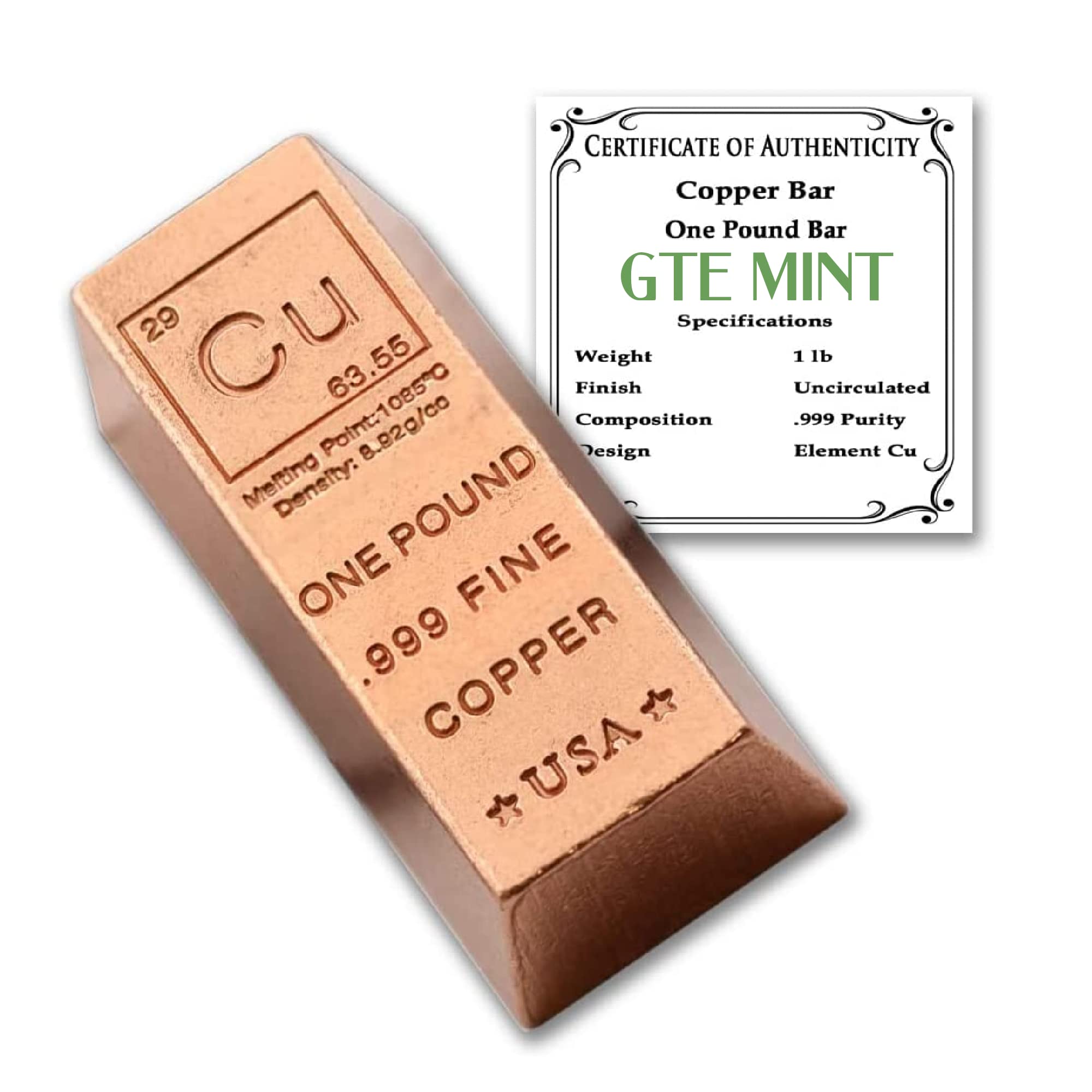 Mua 1 Pound Copper Bullion Bar Ingot Paperweight - 999 Pure Chemistry ...