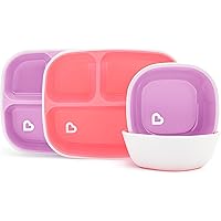 Munchkin Splash Toddler Divided Plate and Bowl Dining Set, Pink/Purple ...