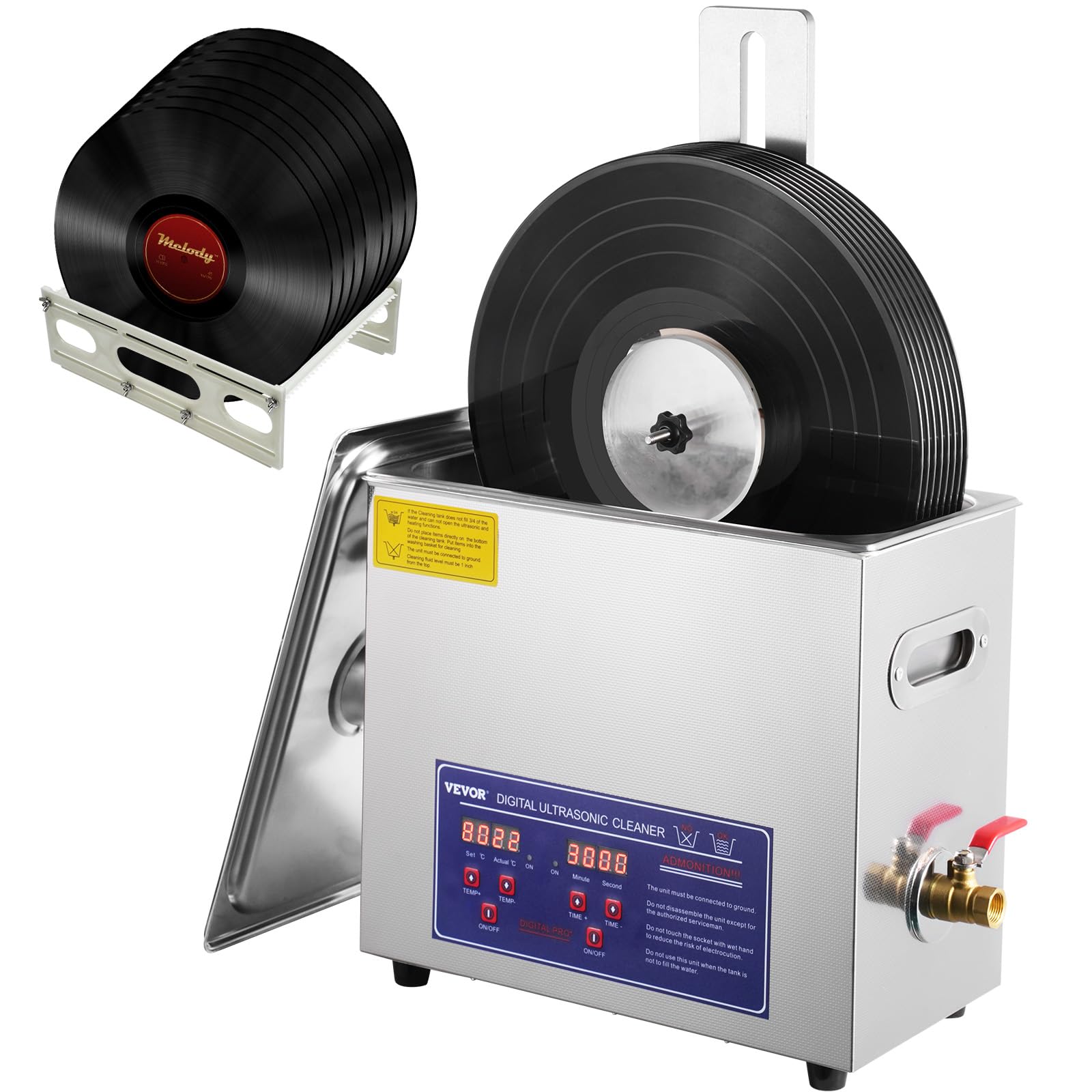 VEVOR Ultrasonic Cleaner, 6L Ultrasonic Vinyl Cleaner 7-12 Inch, 8 ...