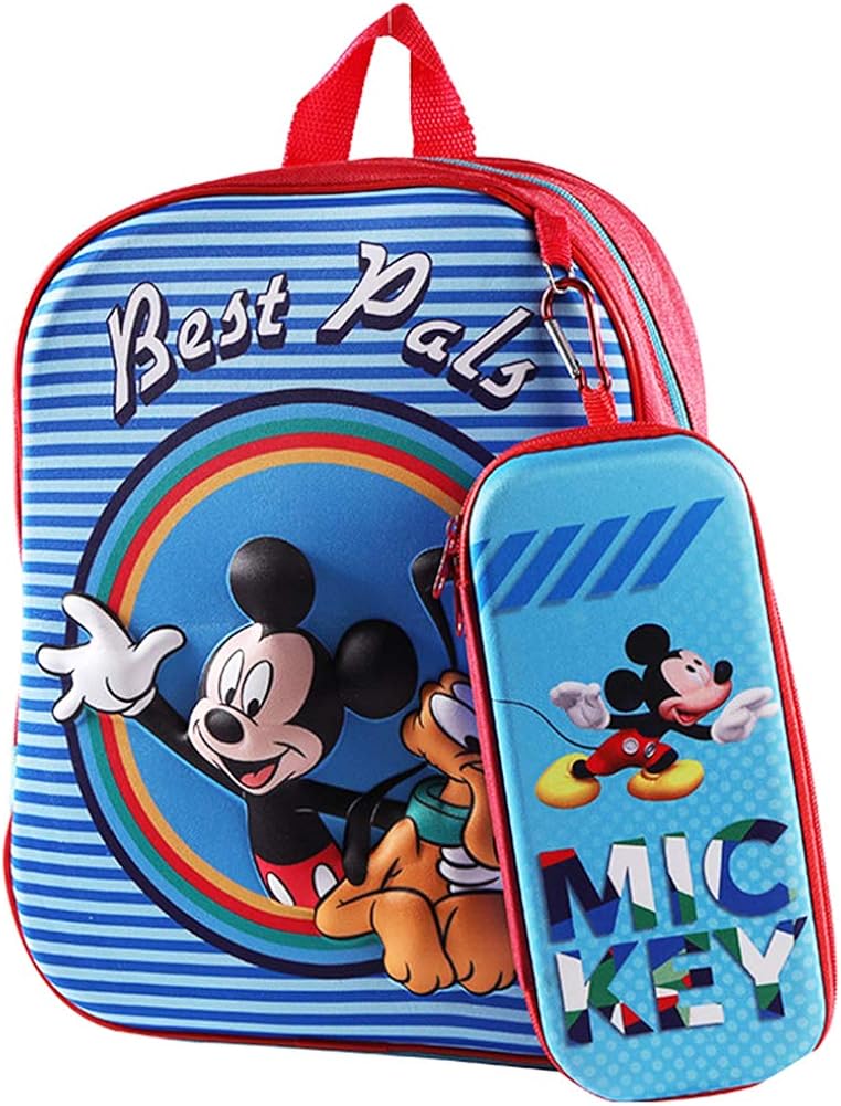 Mochila para Niños Mickey, Mochila y Estuche para Lápices 3D Mickey ...