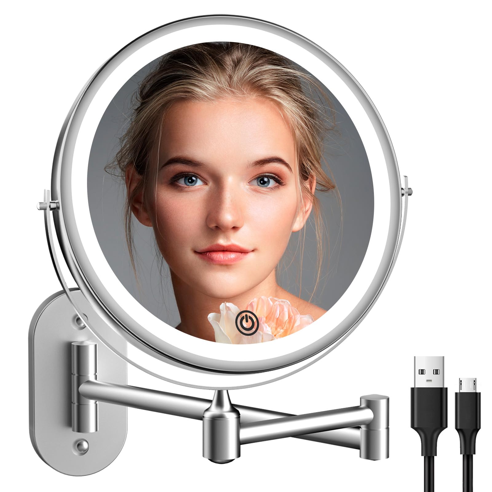 Mua Rechargeable Wall Mounted Lighted Makeup Vanity Mirror 8 inch 1X ...