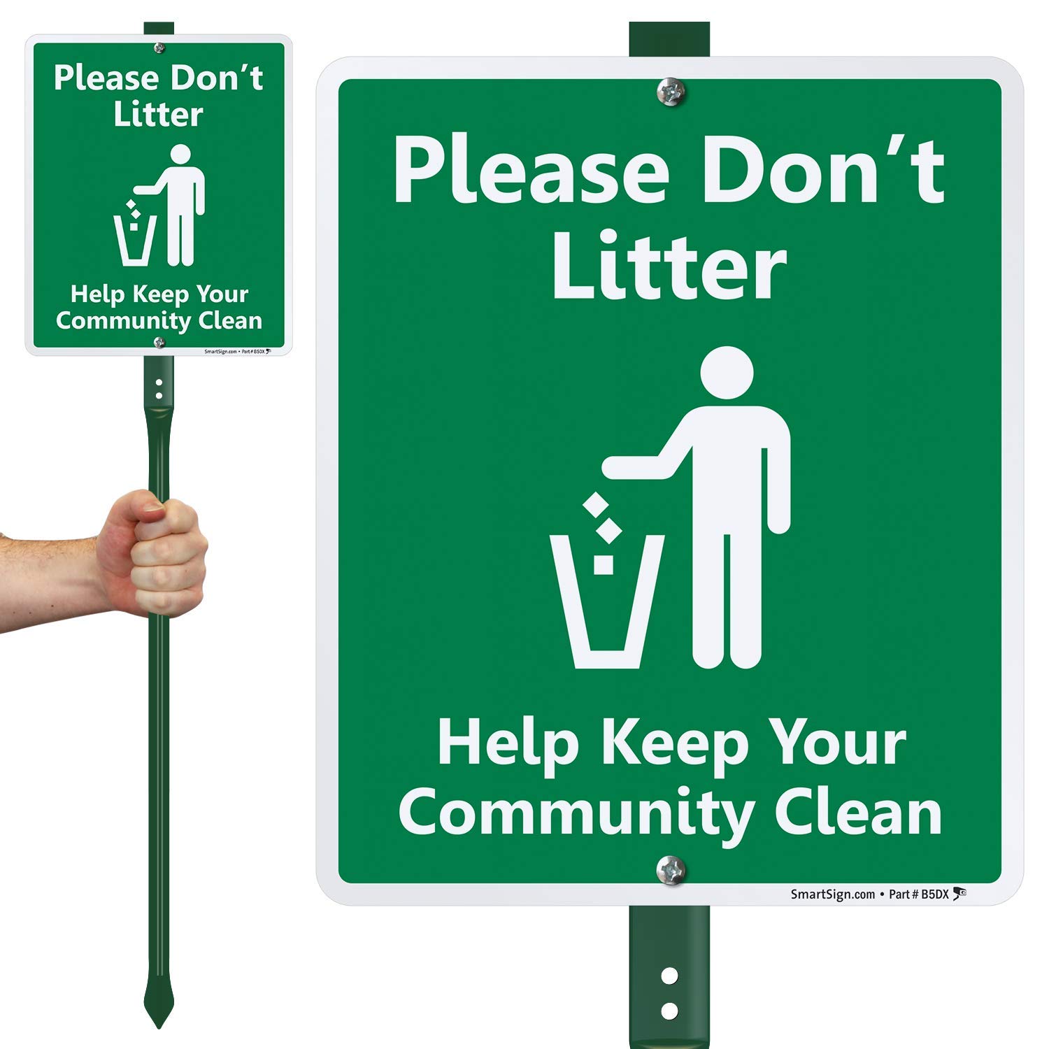 SmartSign Aluminum Sign, Legend"Please Don't Litter Keep Your Community ...