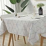 Amazon.com: SASTYBALE Rectangle Tablecloth Geometric Style Cotton Linen ...