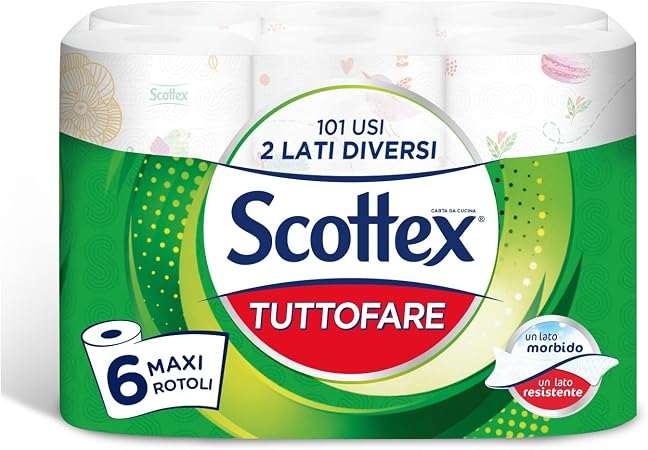 Scottex Tuttofare Due Lati Diversi, 6 Maxi Rotoli: Amazon.it: Salute e ...