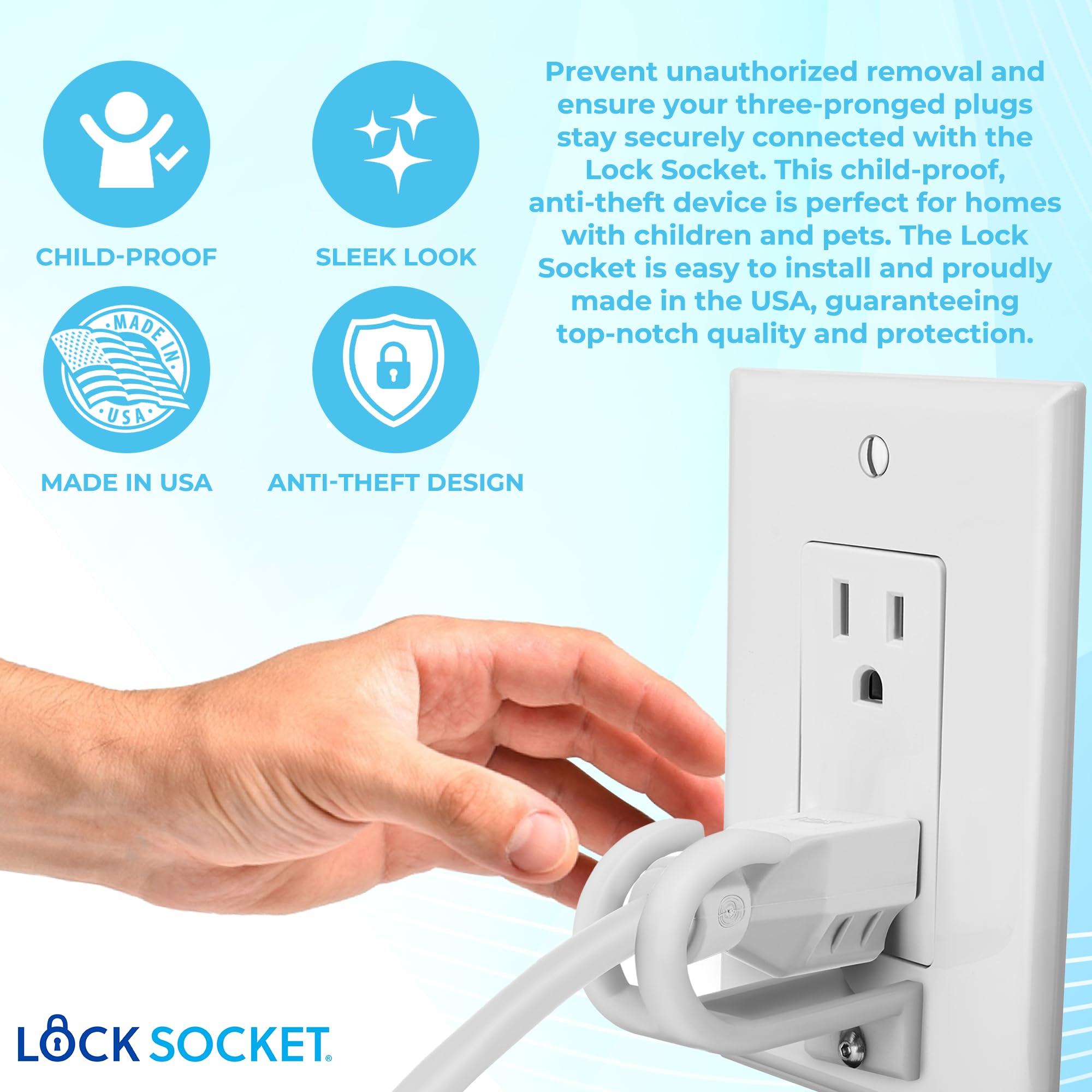 Lock Socket Outlet Lock Securely Protects Outlets & Plugs With Security ...
