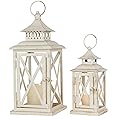 Amazon.com: Lanterns Decorative Outdoor&Indoor, Set of 2 (14"&10 ...