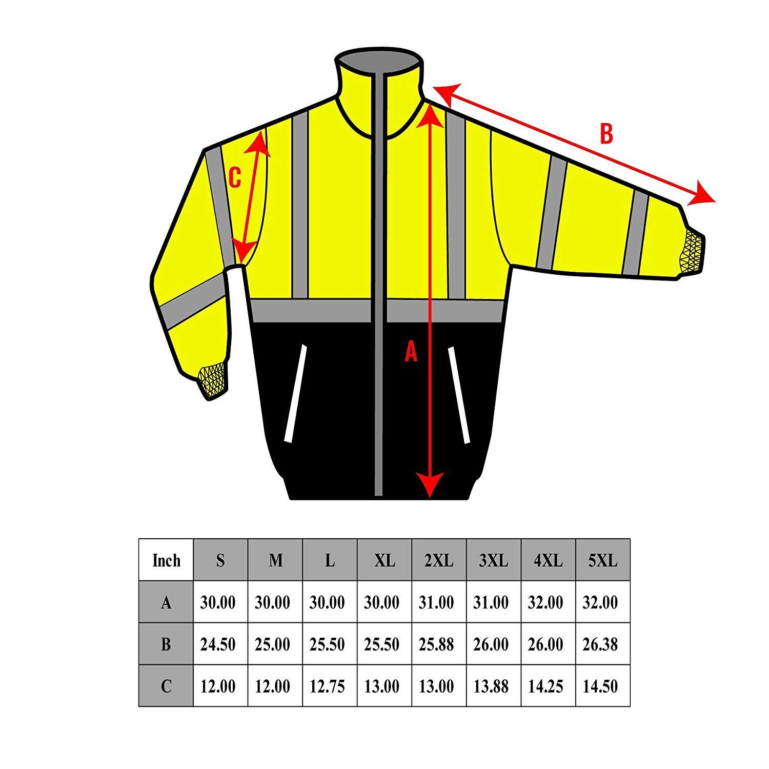 New York Hi-Viz Workwear WJ9012-2XL Men's ANSI Class 3 High Visibility ...
